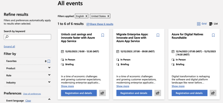 Microsoft Events Catalog for MS Partners - Maven Collective Marketing